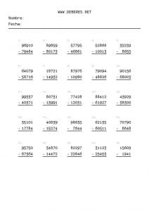 Restas llevando para imprimir - Hojas de restas llevando en PDF