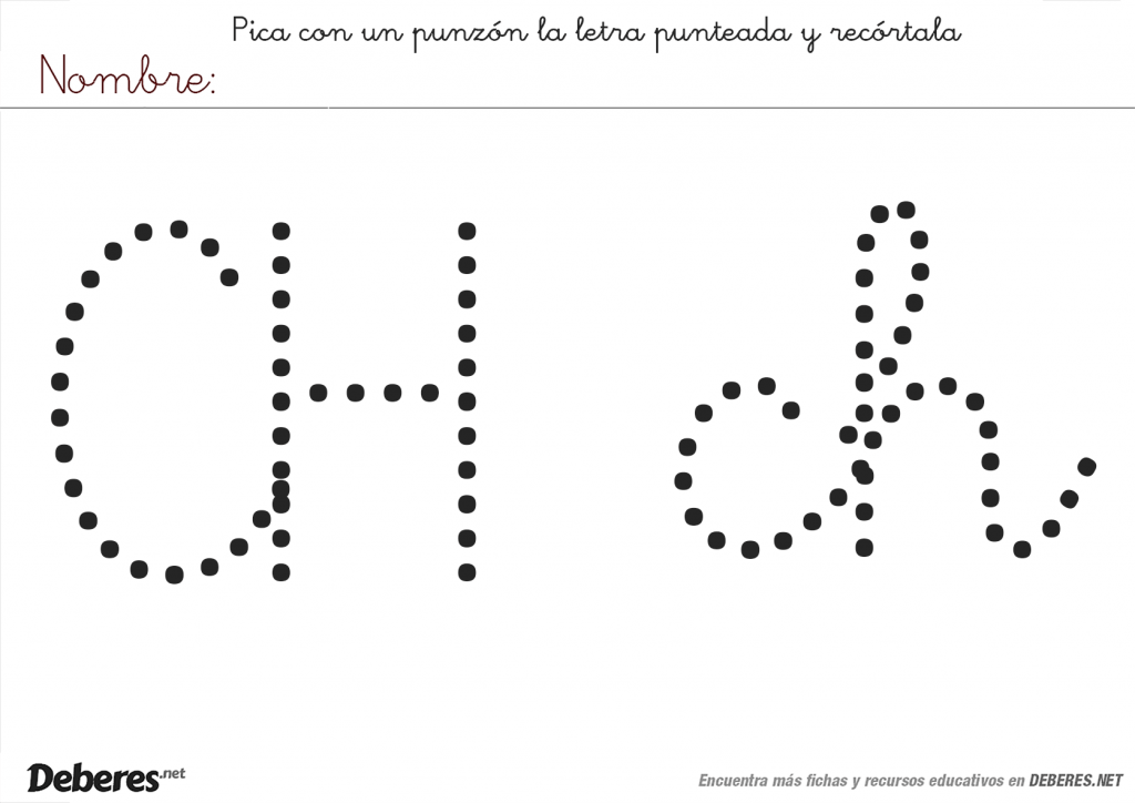 Ficha para picar y recortar la letra CH